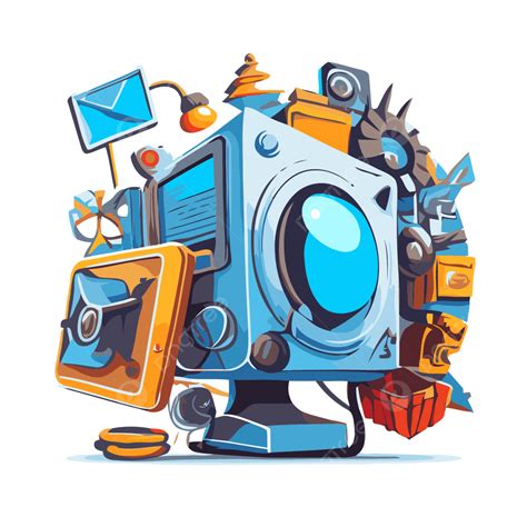 Information Technology Vector Sticker Clipart Colorful Illustration Of Various Cartoon Computer