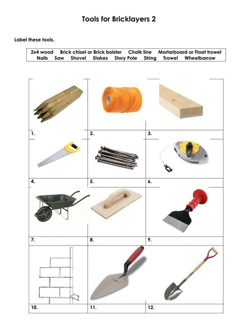 Tools Name In English 10