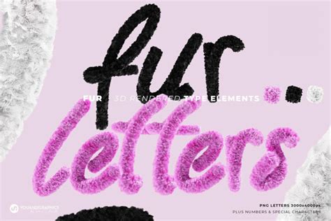 3d毛绒皮毛大小写字母数字符号插图png免抠图设计素材 Fur 3d Lettering Set 格外视觉uiguicn 国外高品质
