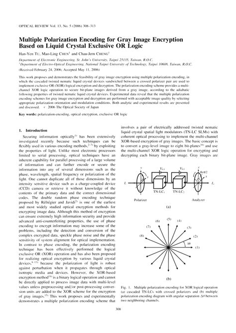 pdf multiple polarization encoding for gray image encryption based on