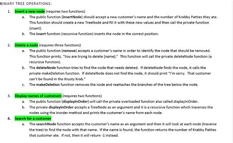 Solved Binary Tree Operations 1 Insert A New Node