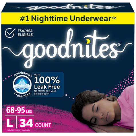 Brandclub Goodnites Girls Nighttime Bedwetting Underwear Size Large