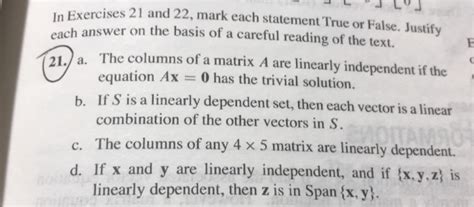 Solved In Exercises 21 And 22 Mark Each Statement True Or