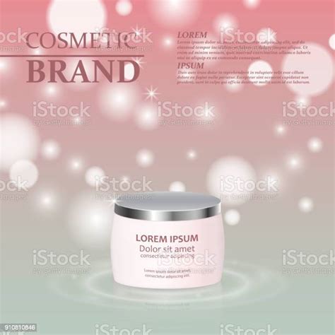 3d 현실 화장품 병 광고 템플릿입니다 화장품 브랜드 광고 Glitters와 Bokeh 배경 컨셉 디자인 건강관리와 의술에 대한 스톡 벡터 아트 및 기타 이미지 Istock