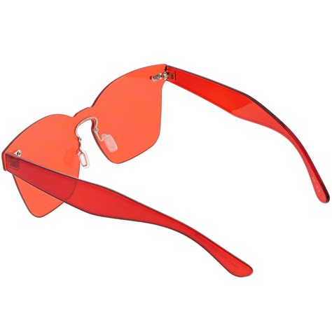 Oversize Rimless Horn Rimmed Sunglasses Keyhole Nose Bridge Mono Flat
