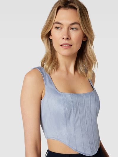 Guess Crop Top Mit Karree Ausschnitt Jeansblau Online Kaufen