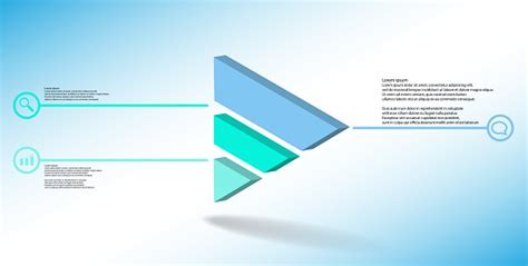 3d 그림 Infographic 템플릿입니다 양각된 삼각형 3 색 부분으로 나누어져 있습니다 개체는 비스듬히 파란색 흰색 바탕에