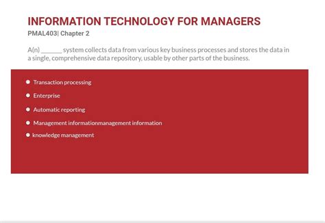 Solved INFORMATION TECHNOLOGY FOR MANAGERSPMAL403 Chapter Chegg