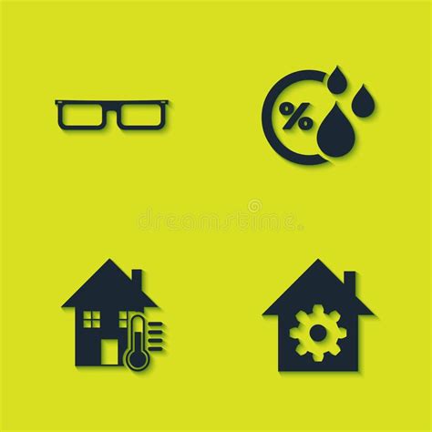 Set Glasses Smart Home Settings House Temperature And Humidity Icon