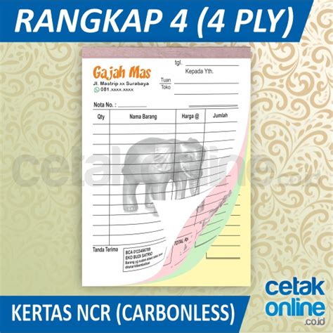 Nota Surat Jalan Faktur Invoice Ncr 4 Ply 1 8 F4 Cetakonline