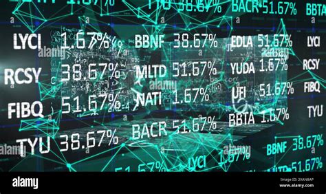 Image Of Stock Market Data Processing And Plexus Network Against