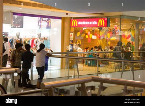 Mcdonalds Restaurant Inside A Modern Indian Shopping Mall And Stock