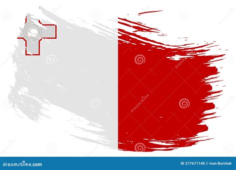 Malta Brush Stroke Flag Vector Background Hand Drawn Grunge Style