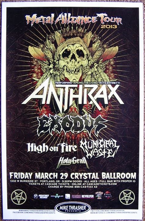 Music Posters Posters Rockpop Gig A F Anthrax 2013 Gig Poster