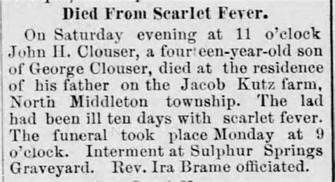 John Harvey Clouser 1879 1894 Find A Grave Memorial