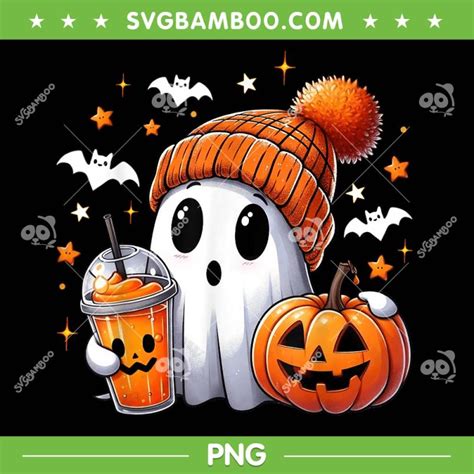 Cute Ghost Drinking Coffee Png Halloween Ghost Boojee Png