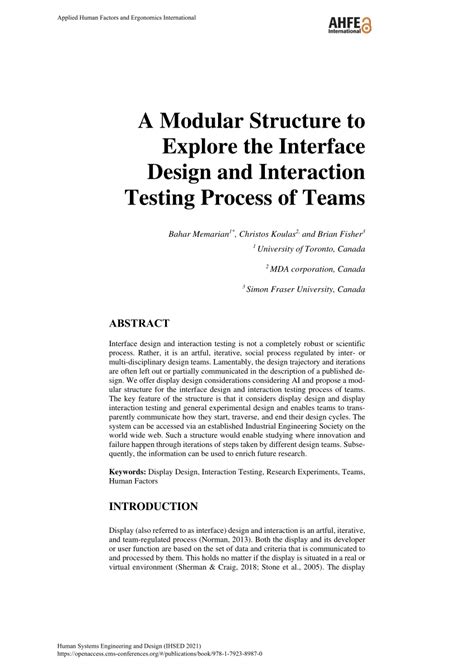 Pdf A Modular Structure To Explore The Interface Design And Interaction Testing Process Of Teams
