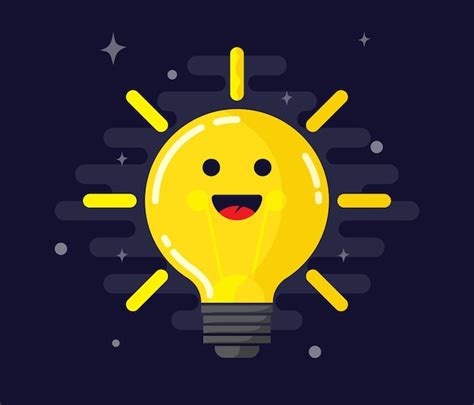 Premium Vector Happy Emotional Light Bulb Face Vector