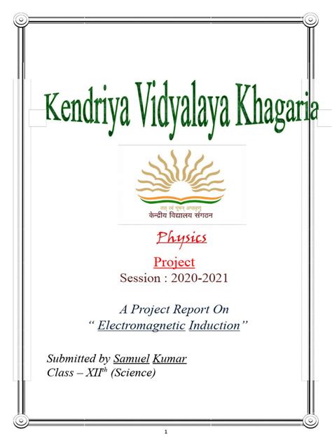 Physics Project Class Xii 2021 22 Investigatory Project Pdf Electromagnetic Induction