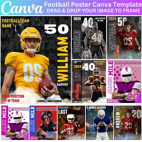 10 Football Poster Canva Editable Template Senior Night Banners