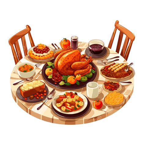 Thanksgiving Dinner Table Cartoon