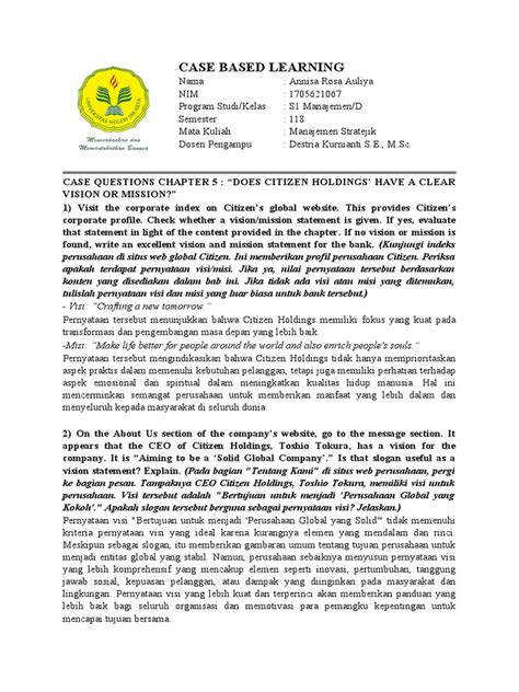 Case Based Learning Ch 5 Manajemen Stratejik Pdf