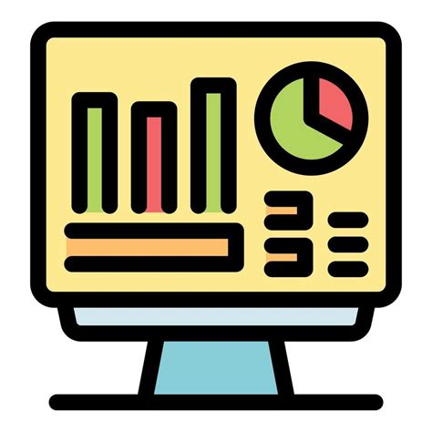 Computer Monitor Displaying Statistical Charts And Data Analysis Graphics 52740550 Vector Art At