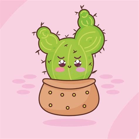 Isolated Cute Cactus Cartoon Character Vector Stock Vector