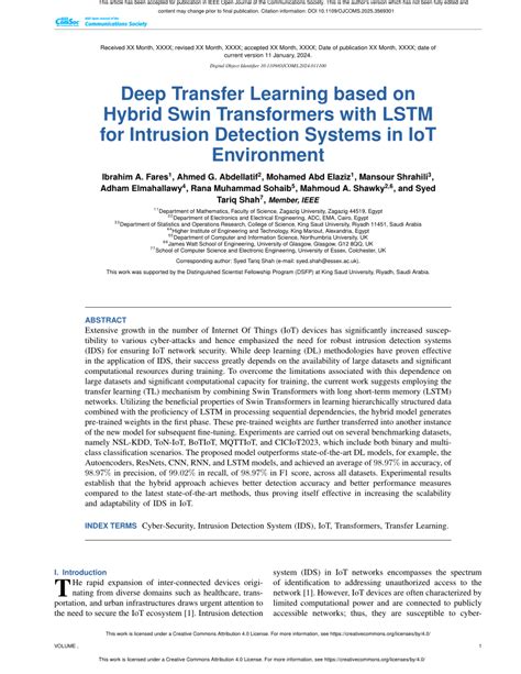 Pdf Deep Transfer Learning Based On Hybrid Swin Transformers With