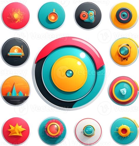 A Set Of Colorful Buttons And Icons Ai Generative 33682228 PNG