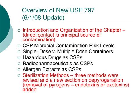 Ppt Summary Of Usp 797 For Compounding Sterile Preparations