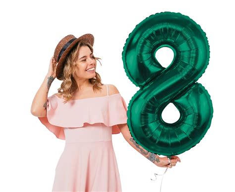Balon foliowy Cyfra 8 zieleń butelkowa B C 85 cm