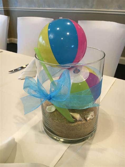 Simple Beach Theme Centerpiece Mini Beach Balls From Hobby Lobby Beach