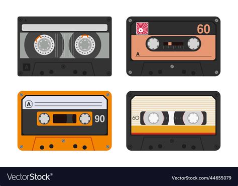 Set Of Retro Audio Cassettes Isolated Royalty Free Vector