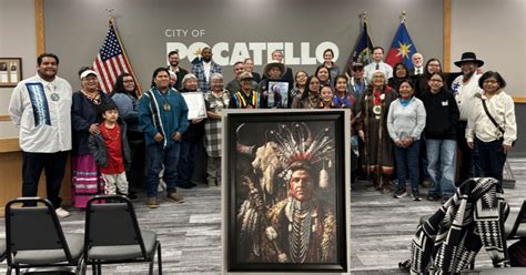 City Of Pocatello Receives Chief Pocatello Art Print From Local Artist