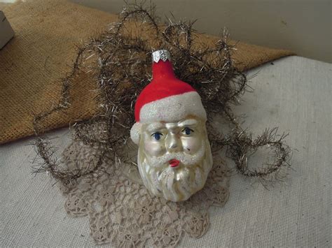 Vintage Santa Ornament Glass Santa Ornament Vintage Glass Etsy