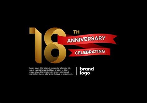 Logotipo De Aniversário De 18 Anos Com Emblema Dourado E Vermelho Em