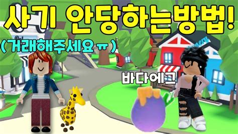 로블록스 입양하세요 사기 절대로 안당하는 꿀팁공개 바다에그 사기 Youtube