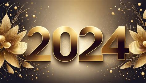 Feliz año nuevo 2024 fondo con elegantes números dorados de lujo Foto
