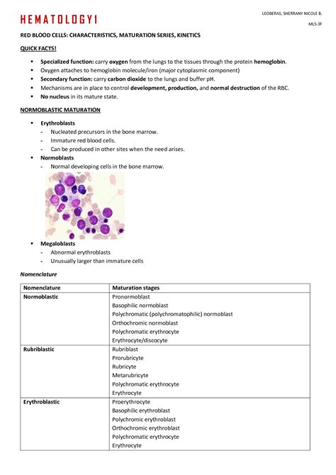 Solution Red Blood Cells Characteristics And Maturation Series Studypool