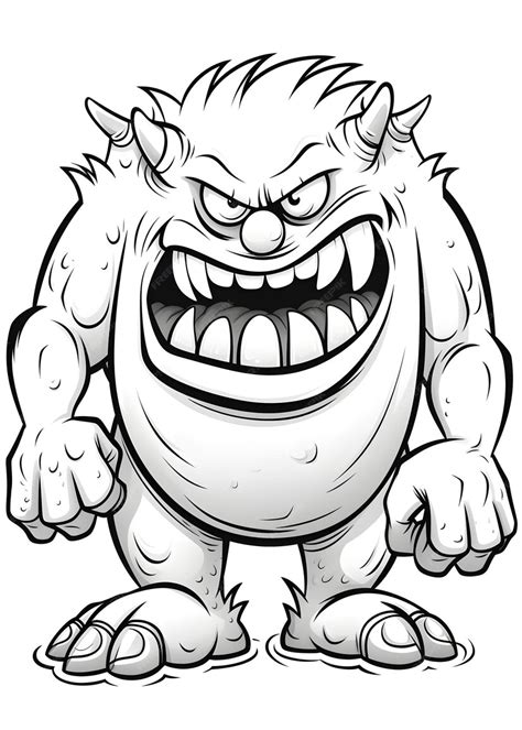 몬스터 컬러링 페이지 몬스터 캐릭터 라인 아트 컬러링페이지 괴물 아웃라인 드로잉 컬러링 피지 몬스터 콜러링 북 Ai 생성 프리미엄 사진