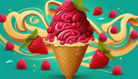 Raspberry Ripple Summer Background Generative Ai Stock Illustration