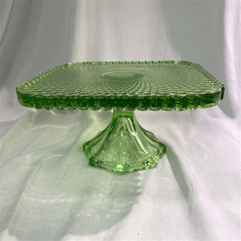 Vintage Green Glass Cakedessert Stands
