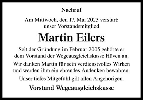 Traueranzeigen Von Martin Eilers Noz Trauerportal