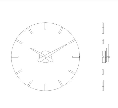 Self Adhesive Wall Clock Dwg Cad Block Free Download