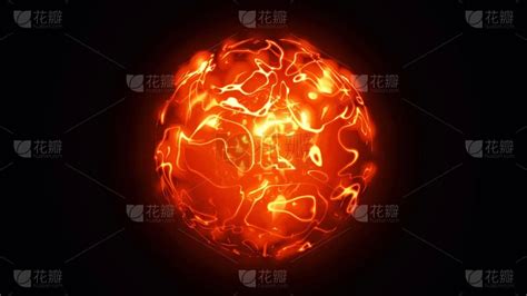 抽象孤立的火红和橘色魔法球体的3d插图素材 花瓣网