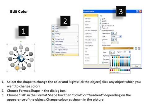 diverging 11 steps around globe process flow circular arrow network