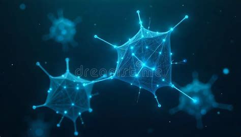 Abstract Representation Of Interconnected Blue Network Nodes On A Dark