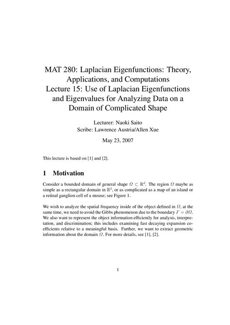 Laplacian Eigenfunction Theory Applications And Computations Mat