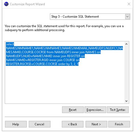 Customize Report Execution Help Center